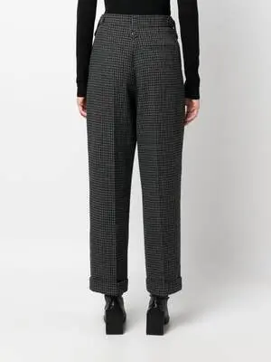 Nanushka Houndstooth-pattern Cropped Trousers - Black