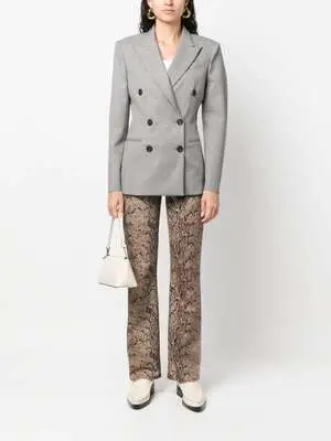 ARMARIUM Notched Lapels Double-breasted Blazer - Grey