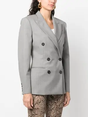 ARMARIUM Notched Lapels Double-breasted Blazer - Grey