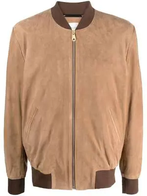 Paul Smith Zip-up Suede Bomber Jacket Neutrals
