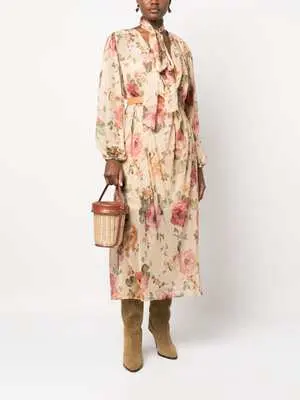 Zimmermann Luminosity Billow Crepe Midi Dress