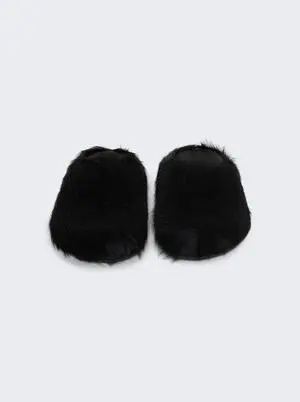 Marni Long-hair Calfskin Fussbett Sabot Shoes - Black
