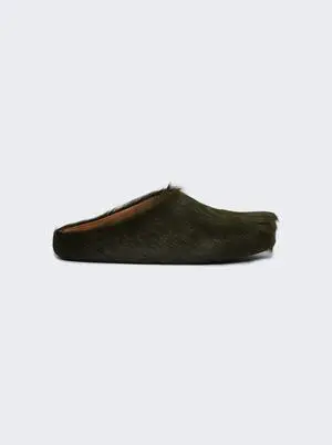 Marni Long-hair Calfskin Fussbett Sabot Shoes - Green