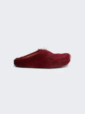 Marni Long-hair Calfskin Fussbett Sabot Shoes - Red