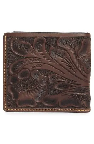 Double Rl Hand Tooled Leather Wallet