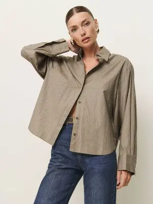 REFORMATION Oversized Shirt Brown