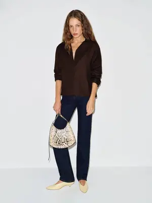 REFORMATION Andy Oversized Shirt - Brown