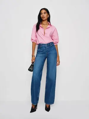 REFORMATION Andy Oversized Shirt - Pink