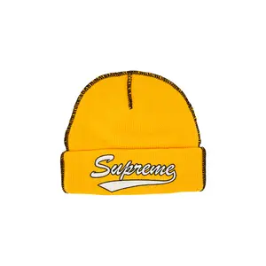 Supreme Contrast Stitch Beanie - Yellow