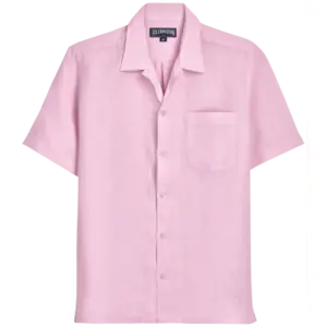 Vilebrequin Bowling Linen Shirt Solid Shirt Charli Pink