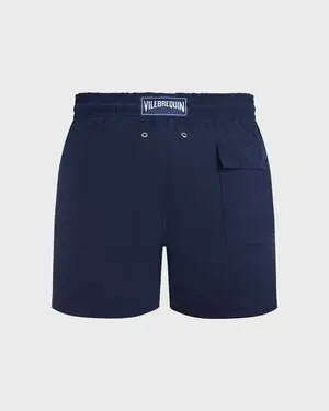 Vilebrequin Stretch Swim Trunks Solid Swimwear Monrise - Blue