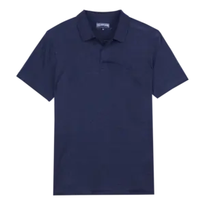 Vilebrequin Linen Jersey Polo Solid Polo Pyramid Blue