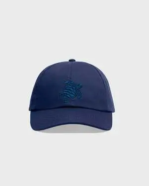 Vilebrequin Solid Cap With Turtle Embroidery Blue