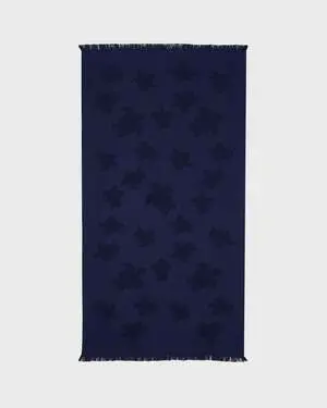 Vilebrequin Beach Fouta In Organic Cotton Turtles Jacquard Towel Santah - Blue