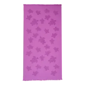 Vilebrequin Beach Fouta In Organic Cotton Turtles Jacquard Towel Santah Purple