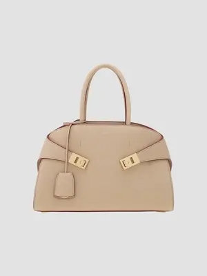 FERRAGAMO FERRAGAMO Hug Top-Handle Bag Stone