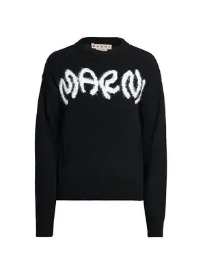 Marni Men's Fuzzy Logo Sweater - Black  - Black