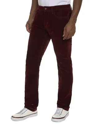 Robert Graham Men's Celestial Velvet Pants - Black  Burgundy