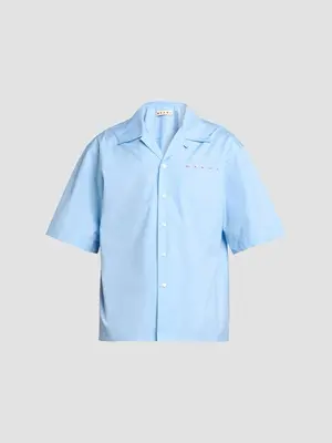 Marni Logo Poplin Camp Shirt - Iris Blue