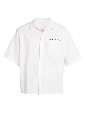 Marni Logo Poplin Camp Shirt Lily White