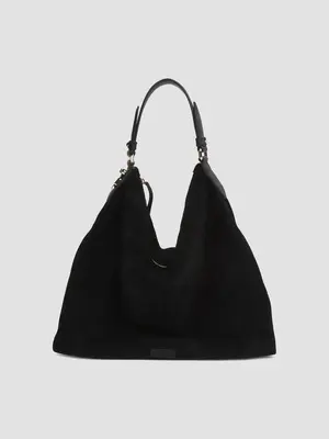 JIMMY CHOO Ana Suede Hobo Bag - Black