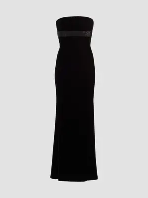 Giorgio Armani Crystal-embellished Velvet Strapless Gown