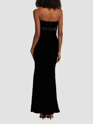 Giorgio Armani Crystal-embellished Velvet Strapless Gown
