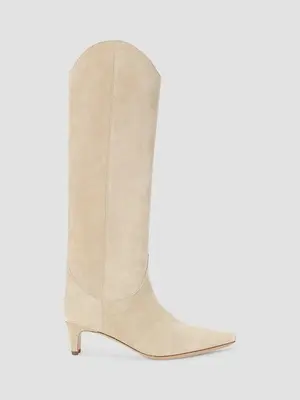 Staud Wally 55mm Western Suede Boots - Dune