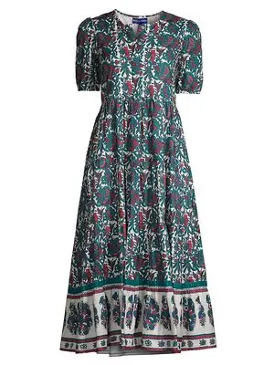 RO'S GARDEN Daphne Printed Midi Shirtdress