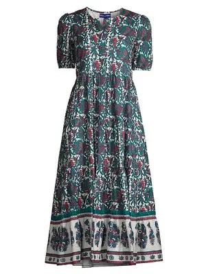 RO'S GARDEN Daphne Printed Midi Shirtdress