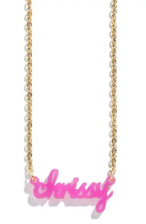 Baublebar BaubleBar Personalized Acrylic Pendant Necklace Magenta