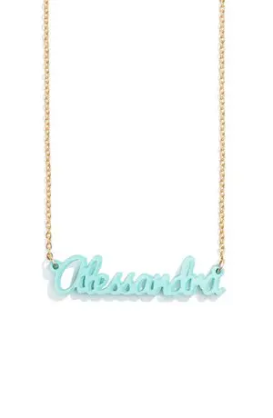 Baublebar Personalized Acrylic Pendant Necklace - Teal