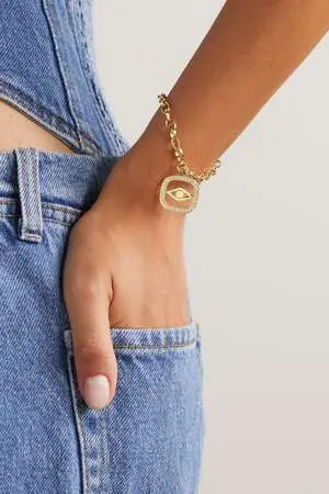 SYDNEY EVAN 14-karat Diamond Evil Eye Charm Bracelet