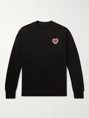 Moncler Logo-appliquéd Cotton-jersey Sweatshirt - Black