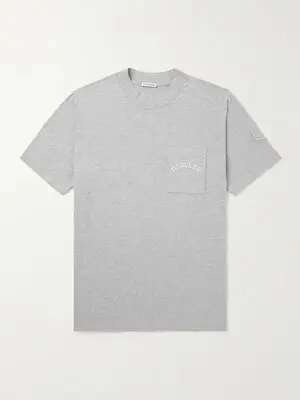 Moncler Logo-embroidered Cotton-blend Jersey T-shirt - Gray