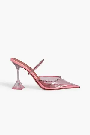 Amina Muaddi Amina Muaddi Gilda Embellished PVC Mules - Pink