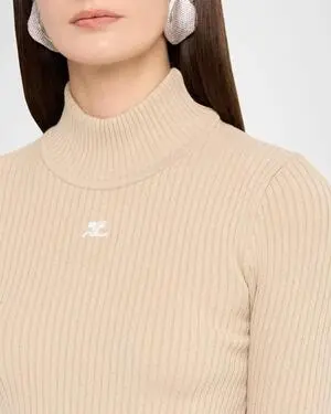 COURREGES Turtleneck Ribbed Sweater - Black