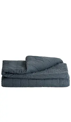 ETTITUDE King/cal King Linen+ Coverlet In Navy - Ink