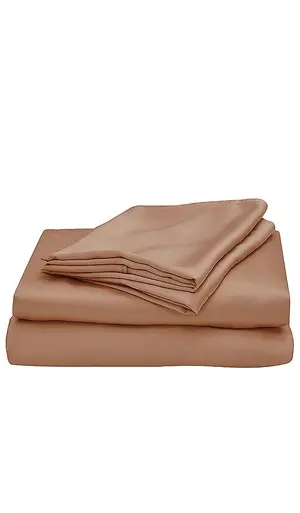 ETTITUDE King Sateen Solid Sheet Set In Brown - Almond
