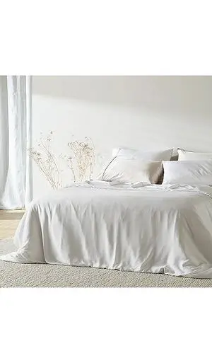 ETTITUDE Twin Sateen Solid Duvet Cover In White - Cloud