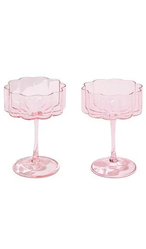 FAZEEK Wave Coupe Glasses Set Of 2 - Pink