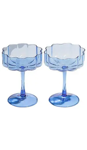 FAZEEK Wave Coupe Glasses Set Of 2 - Blue