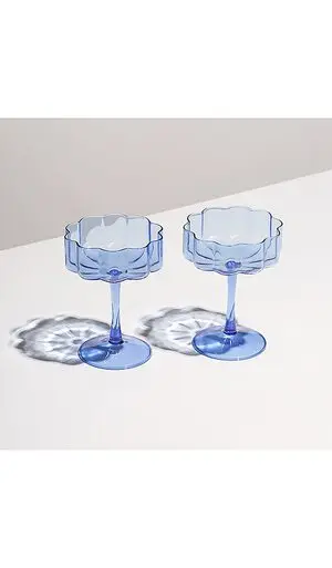 FAZEEK Wave Coupe Glasses Set Of 2 - Blue