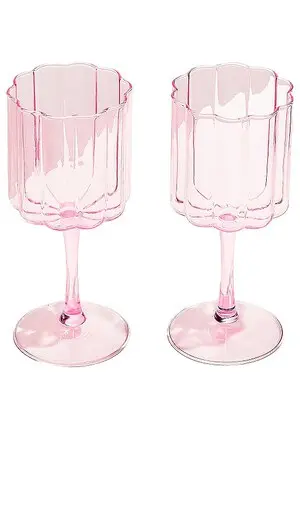 FAZEEK Wave Wine Glasses Set Of 2 - Pink