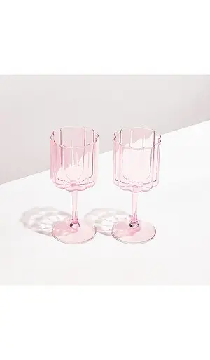 FAZEEK Wave Wine Glasses Set Of 2 - Pink