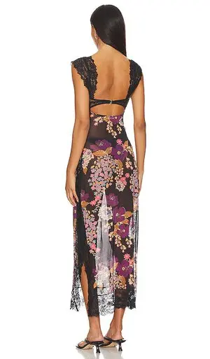 Free People X Intimately Fp Suddenly Fine Maxi Slip In Black - Black Combo
