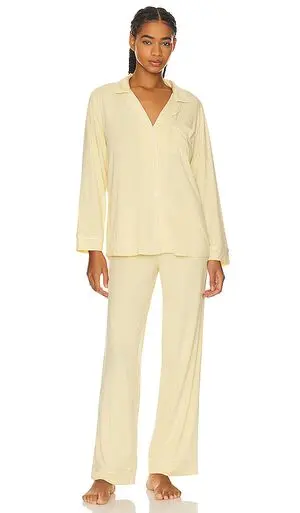 Eberjey Eberjey Gisele Long Pj Set In Yellow. Sunrise & Ivory