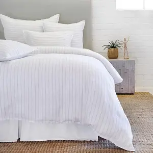 POM POM AT HOME Blake Duvet Cover, Queen - White/ocean