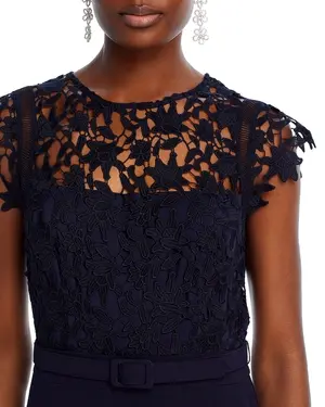 Eliza J Lace Bodice Jumpsuit - Navy