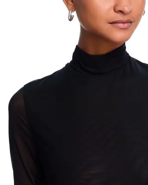 Alice + Olivia Chara Long Sleeve Mesh & Faux Leather Mini Dress